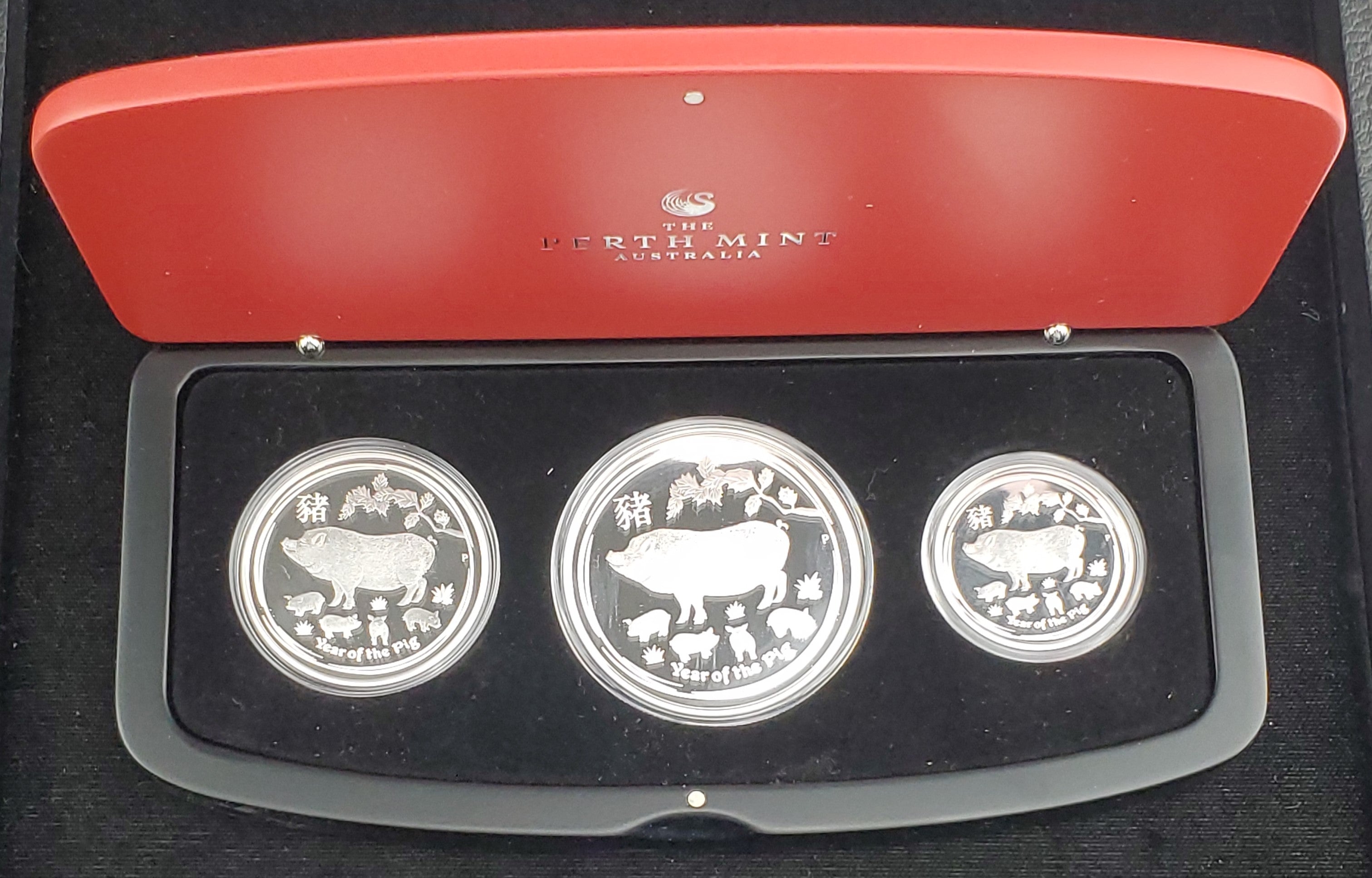 2019 Australian Lunar Silver Coin Series II Year of the Pig 3 Coin Set ...